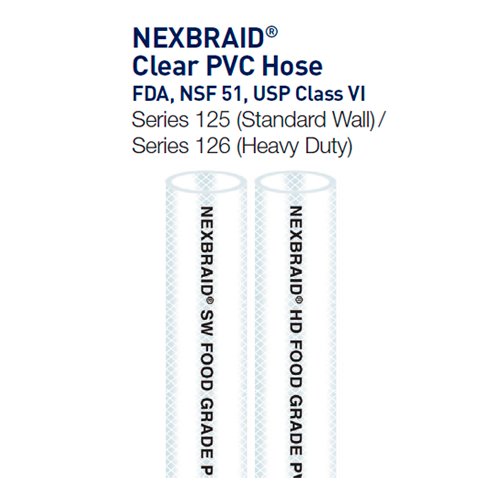 NEXBRAID® Clear PVC Hose FDA, NSF 51, USP Class VI Series 125 (Standard ...