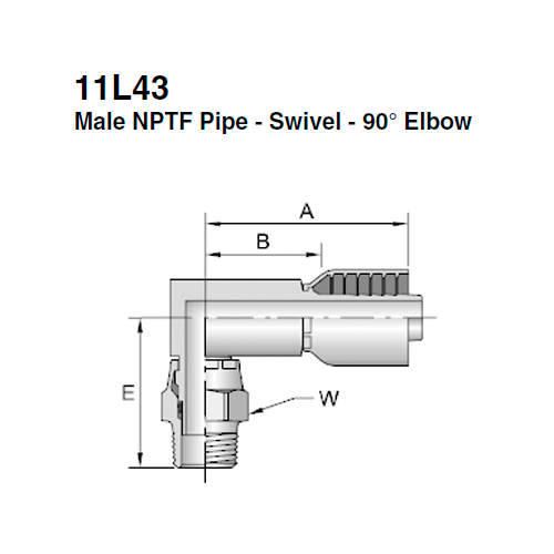 11L43 Male NPTF Pipe - Swivel - 90° Elbow