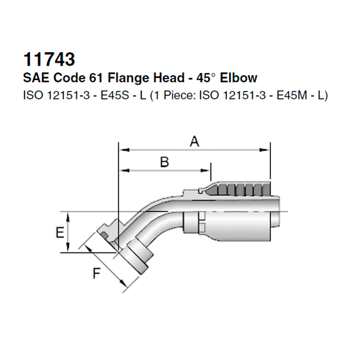 11743 SAE Code 61 Flange Head - 45° Elbow ISO 12151-3 - E45S - L (1 ...