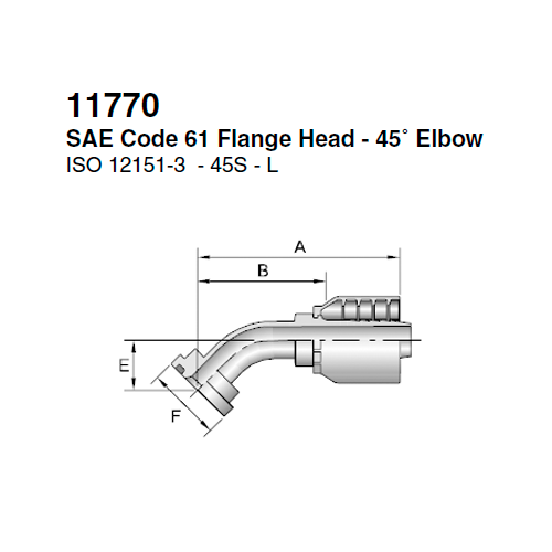 11770 SAE Code 61 Flange Head - 45˚ Elbow ISO 12151-3 - 45S - L