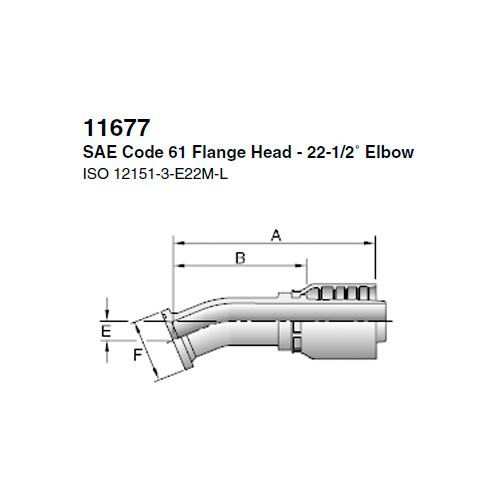 11677 SAE Code 61 Flange Head - 22-1/2˚ Elbow ISO 12151-3-E22M-L