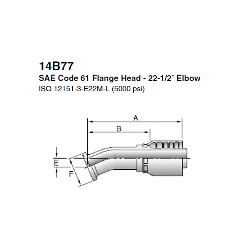 14B77 SAE Code 61 Flange Head - 22-1/2˚ Elbow ISO 12151-3-E22M-L (5000 psi)