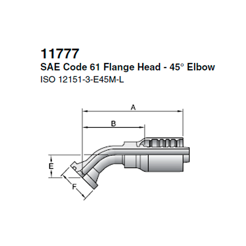 11777 SAE Code 61 Flange Head - 45° Elbow ISO 12151-3-E45M-L