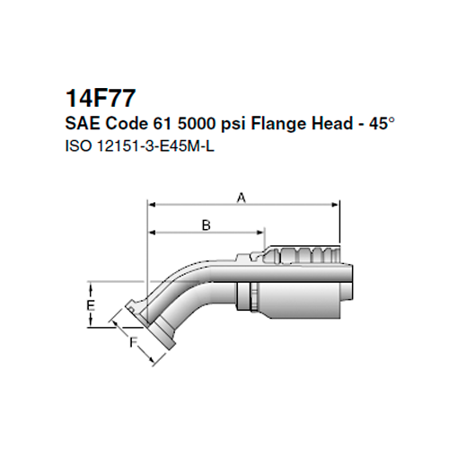 14F77 SAE Code 61 5000 psi Flange Head - 45° ISO 12151-3-E45M-L