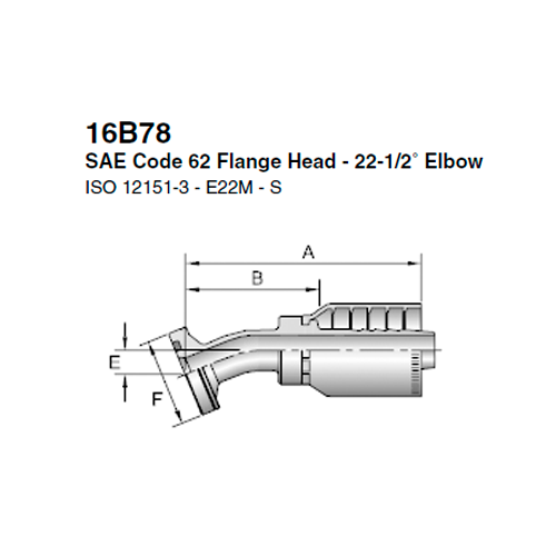 16B78 SAE Code 62 Flange Head - 22-1/2˚ Elbow ISO 12151-3 - E22M - S