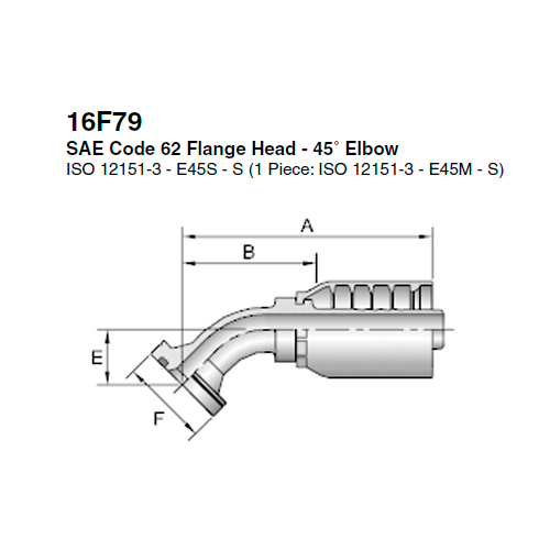 16F79 SAE Code 62 Flange Head - 45˚ Elbow ISO 12151-3 - E45S - S (1 ...