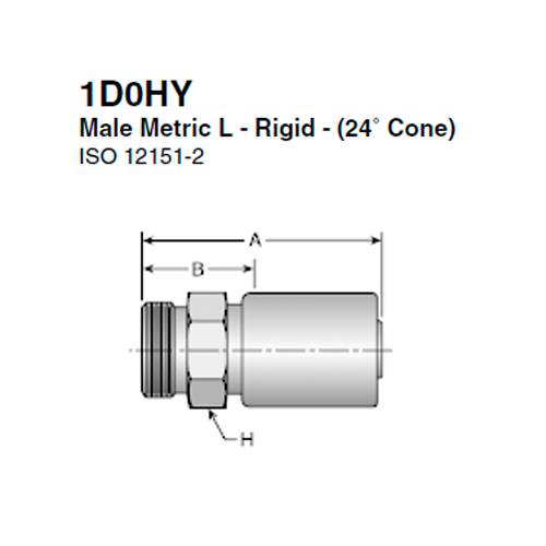 1D0HY Male Metric L - Rigid - (24˚ Cone) ISO 12151-2