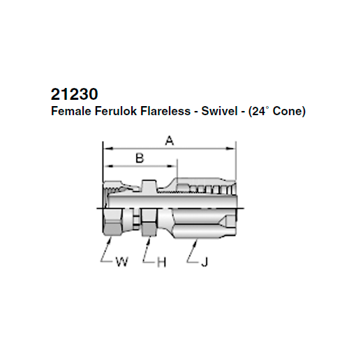21230 Female Ferulok Flareless - Swivel - (24˚ Cone)